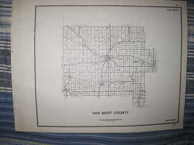 ANTIQUE 1940 VAN WERT COUNTY DELPHOS OHIO HIGHWAY MAP TOWNSHIP ROAD ...