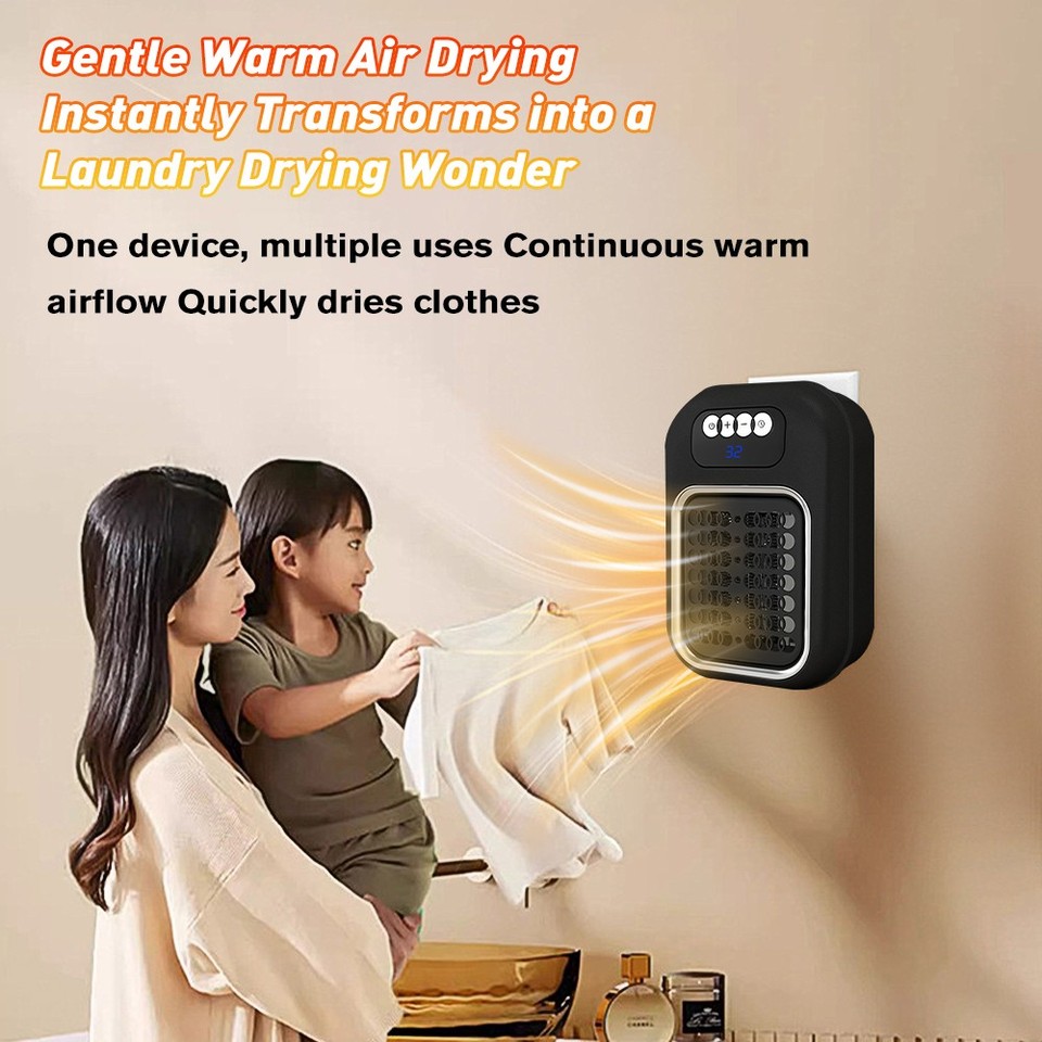 LCD Portable Electric Small Heater 400W Wall Outlet Space Heater RC 12H ...