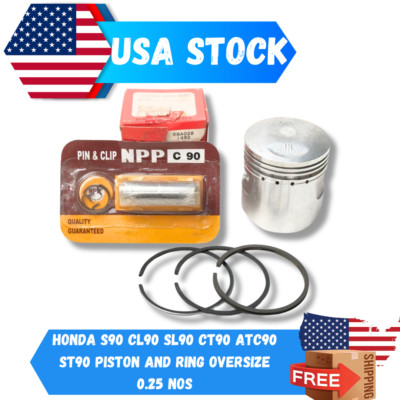 HONDA S90 CL90 SL90 CT90 ATC90 ST90 PISTON and RING OVERSIZE 0.25 NOS ...