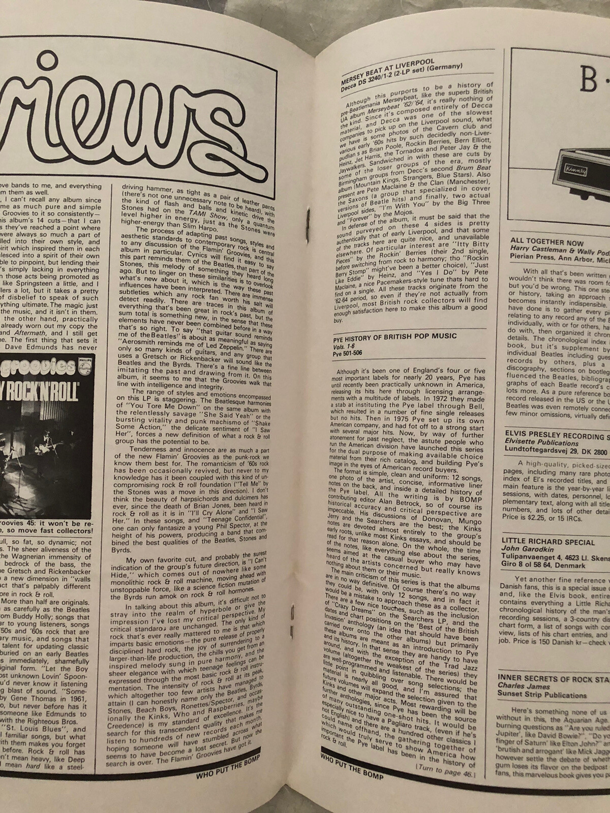 BOMP! Magazine Spring 1976 Runaways Dave Edmunds Jackie DeShannon ...