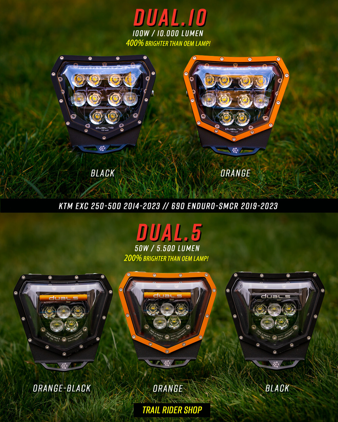 DUAL5 LED LAMP HEADLIGHT KTM 690 ENDURO SMCR RALLY ADVENTURE ADV 2019 ...