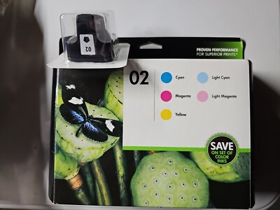 Genuine HP 02 Ink OEM Black Color Ink Cartridge Combo Pack PhotoSmart ...