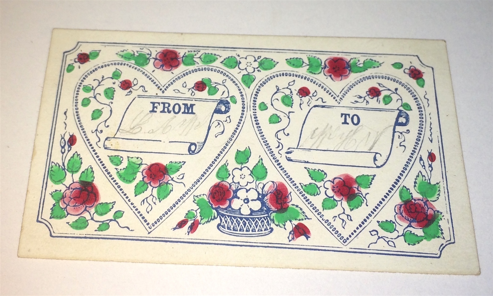 Rare Antique Romantic Victorian American! Floral Hearts & Roses Calling ...