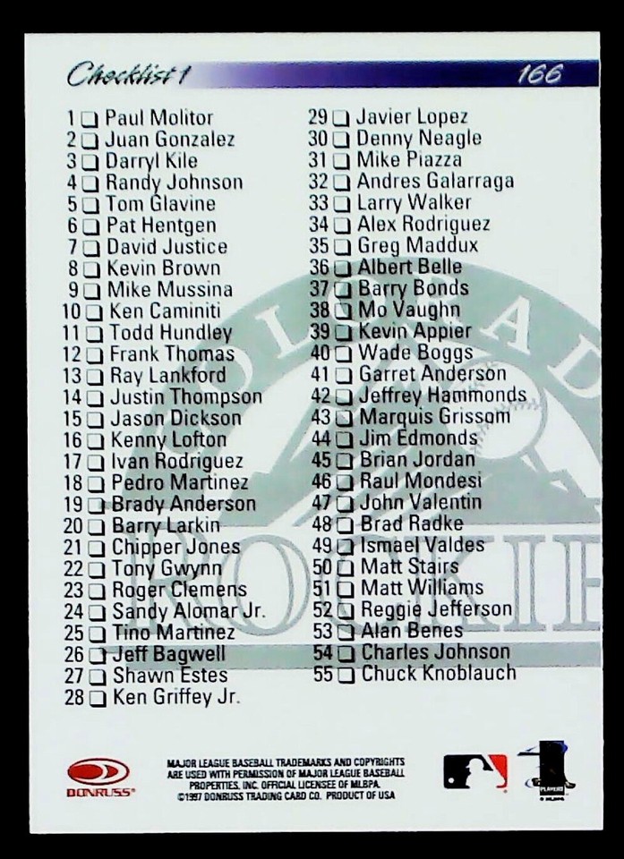 Larry Walker 1997 Donruss Checklist #166 Rockies | eBay