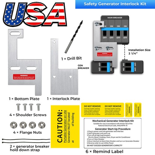Generator interlock kit for GE /Siemens /Murray/ITE 150 and 200 amp ...