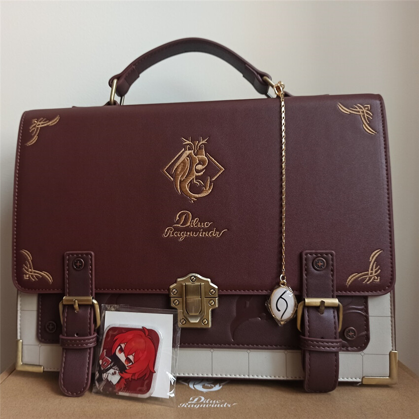 Genshin Impact Official Diluc Theme Handbag Messenger Bag PU Crossbody ...
