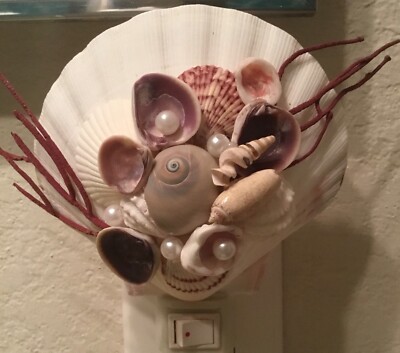 Nautical Coastal Decor Night Light Purple Venus Shells Olive Shell ...