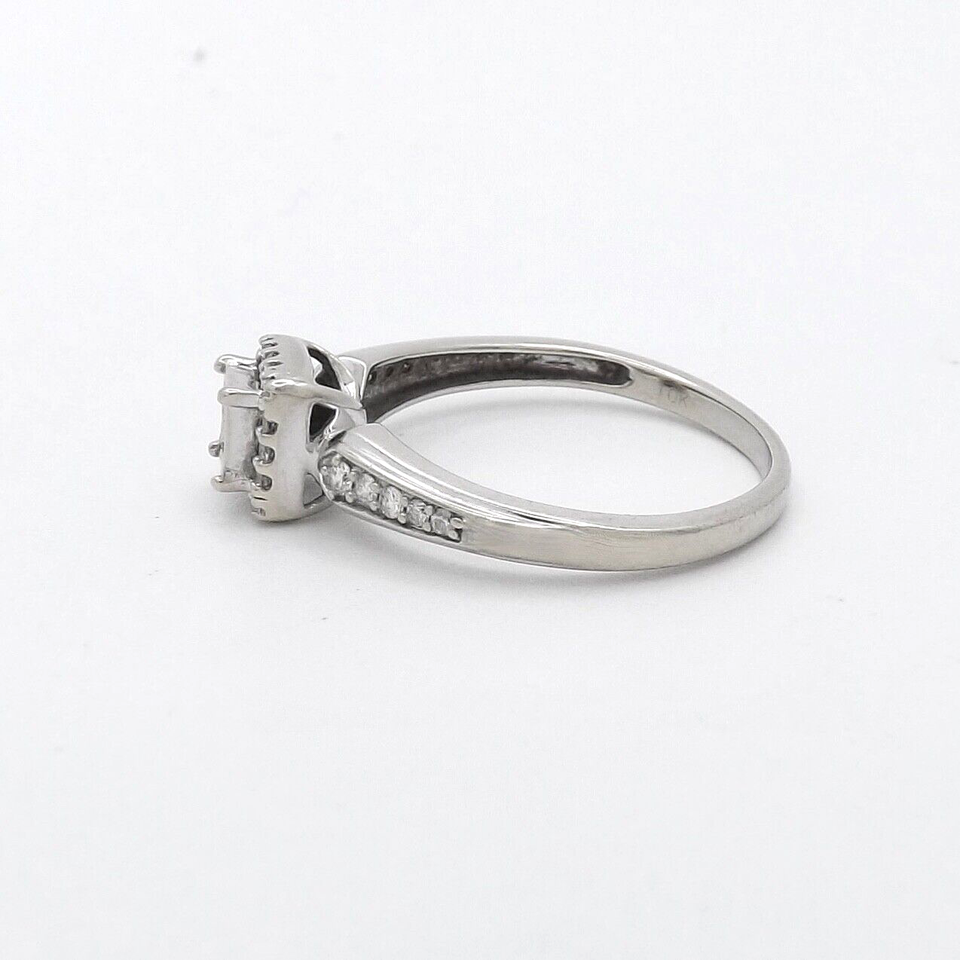 10k White Gold Natural Diamond Ring Promise Pre Engagement Invisible ...