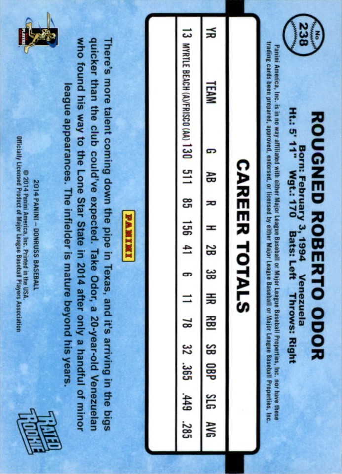 2014 Donruss Press Proofs Silver #238 Rougned Odor/199 - NM-MT | eBay