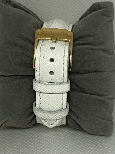 Michael Kors MK5944 Women's Watch Chronograph Brown Dial White Leather ...