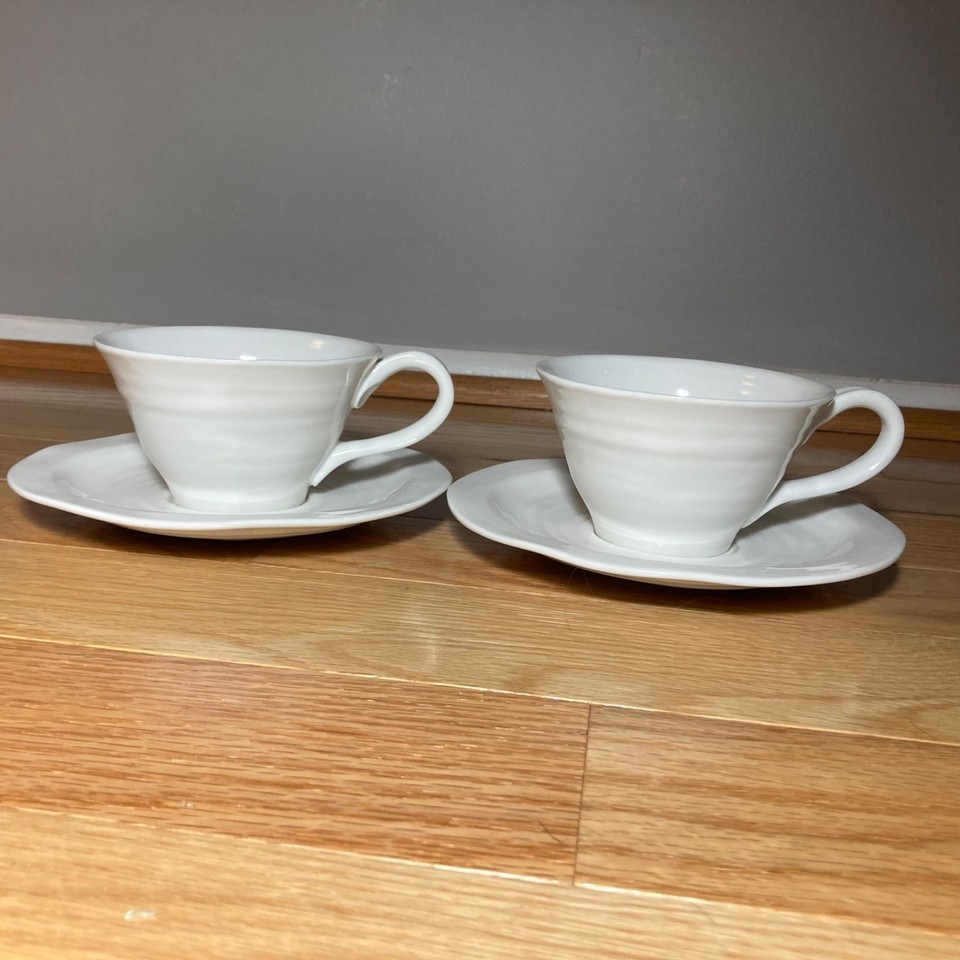 Portmeirion Sophie Conran Tea/Coffee Cup And Saucer White 2 Sets | eBay