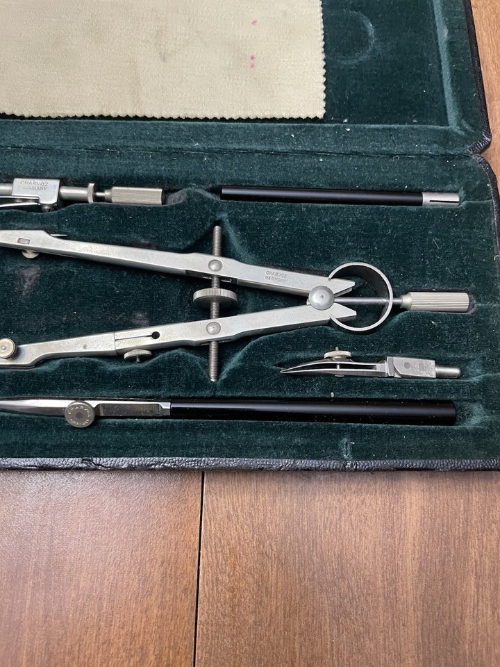 Vintage CHARVOZ-ROOS Drafting Tool Compass Set in Velvet-Lined Case ...