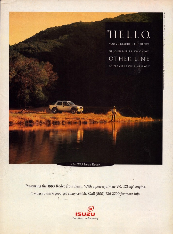 Vintage 1993 Marlboro Lights Cigarettes and Isuzu Rodeo Print Ad Cowboy ...