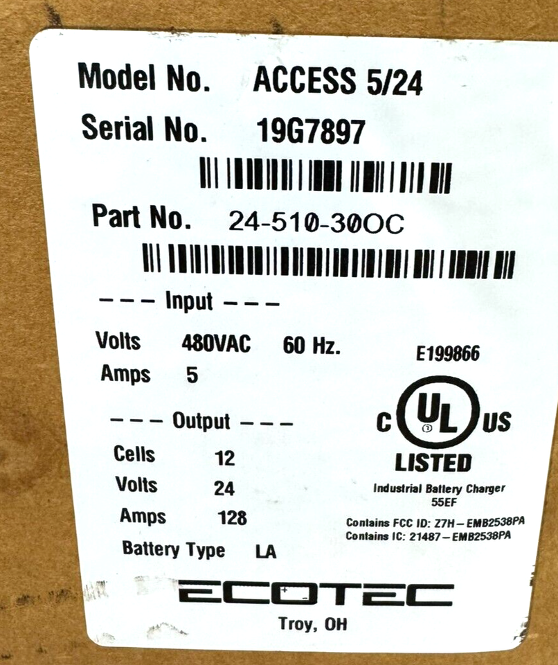 NEW ECOTEC ACCESS 5/24 POWERHOUSE FORKLIFT CHARGER 24-510-30OC | eBay