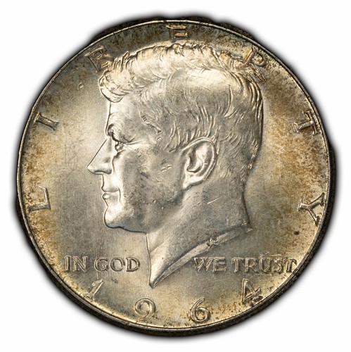 1964 50c Kennedy Silver Half Dollar - BU Light Original Toning - SKU ...