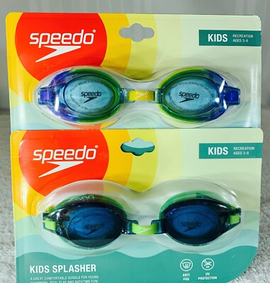 LOT of 2 Speedo Kids Splasher goggles Age 3-8 Antifog UV protection NEW ...