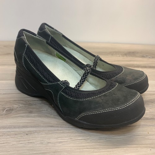 Ahnu Womens US 8 Olivia Wedge Black Leather Heels Mary Janes Comfort EU ...