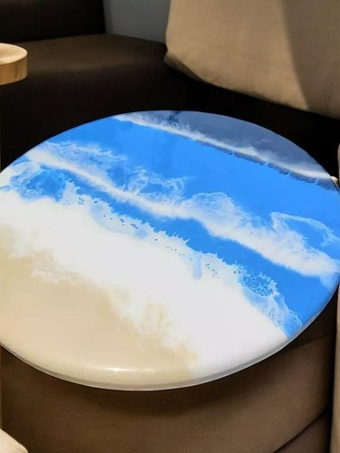 Round Ocean Wave Epoxy Coffee Table Unique Handmade Arts Luxury Living ...
