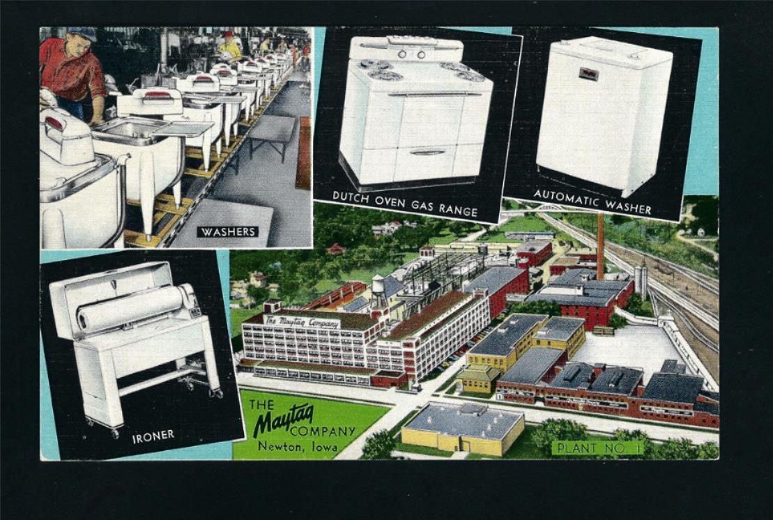 Newton Iowa IA 1940s Multi-story Maytag Plant #1 by Railroad Tracks ...