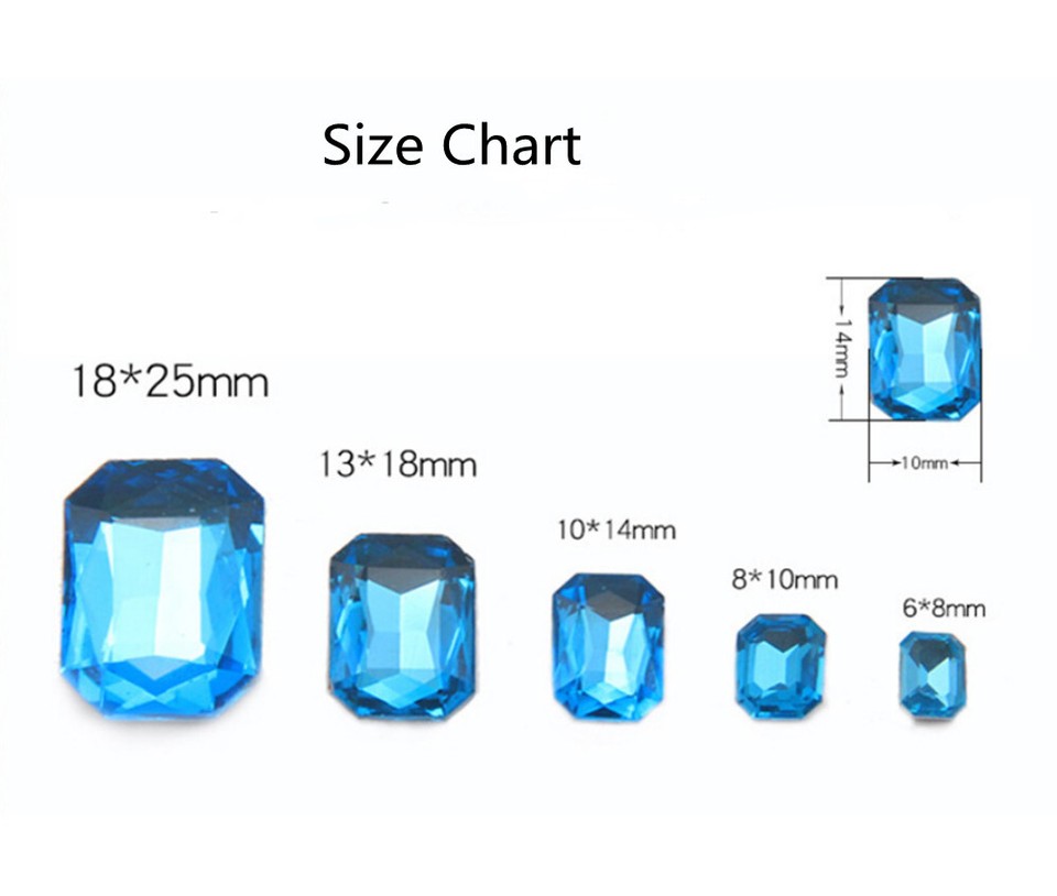 Mixed Colors Point Back Crystals Rhinestone Long Octagonal Fancy Glass ...