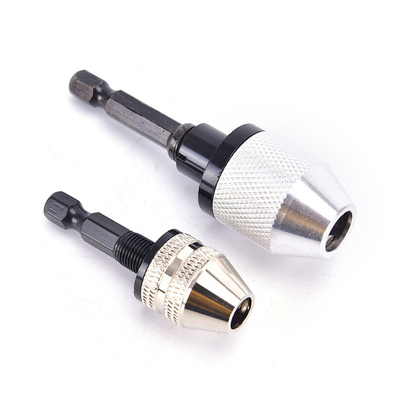 1/4" Hex Shank Keyless Drill Chuck Quick Change Bit Driver Converter ...