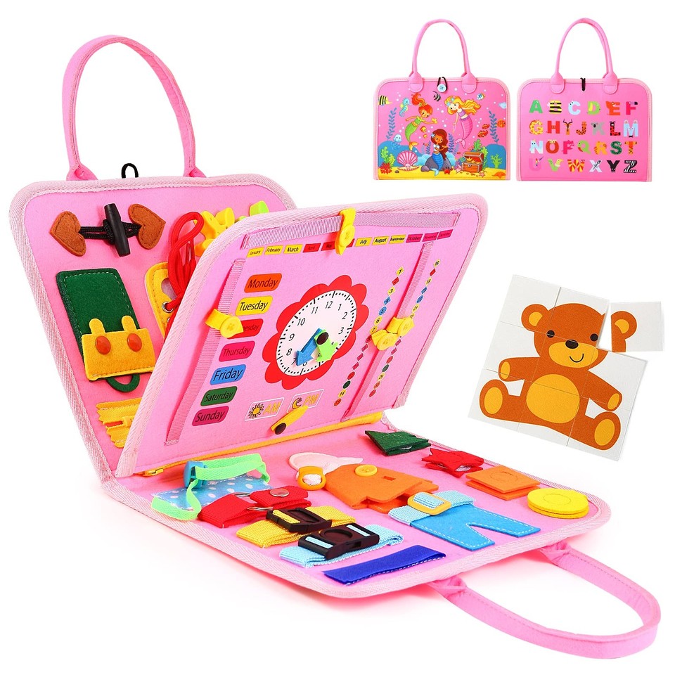 Hooku Busy Board for Toddlers Montessori Toys 2 Year Olds Learning Baby ...