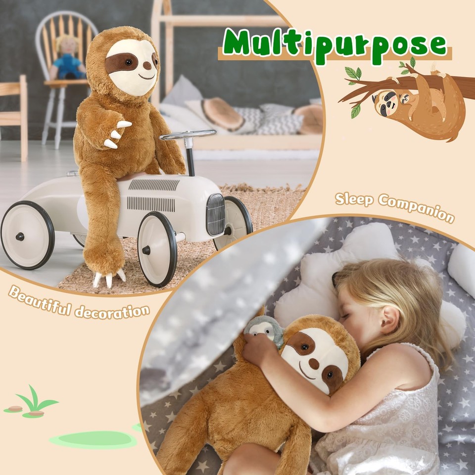 5Pcs Sloth Stuffed Animal Set, 22 inch Large Mommy Stuffed Sloth with 4 ...
