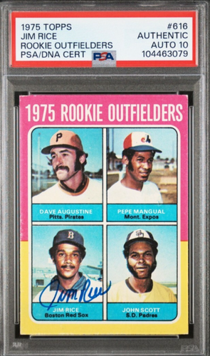 1975 Topps #616 Jim Rice Signed Rookie Card Autograph RC PSA 10 Auto ...