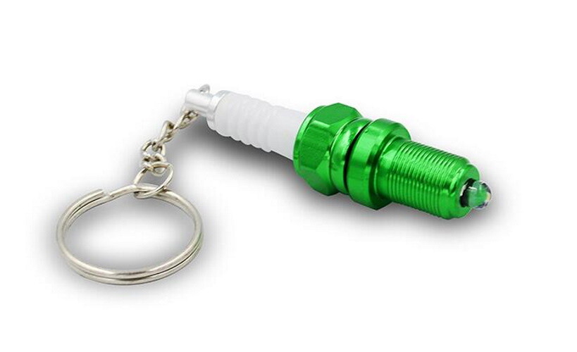 Spark Plug Keychain LED Light Key Chain Ring Car Parts Keyring Key Fob ...