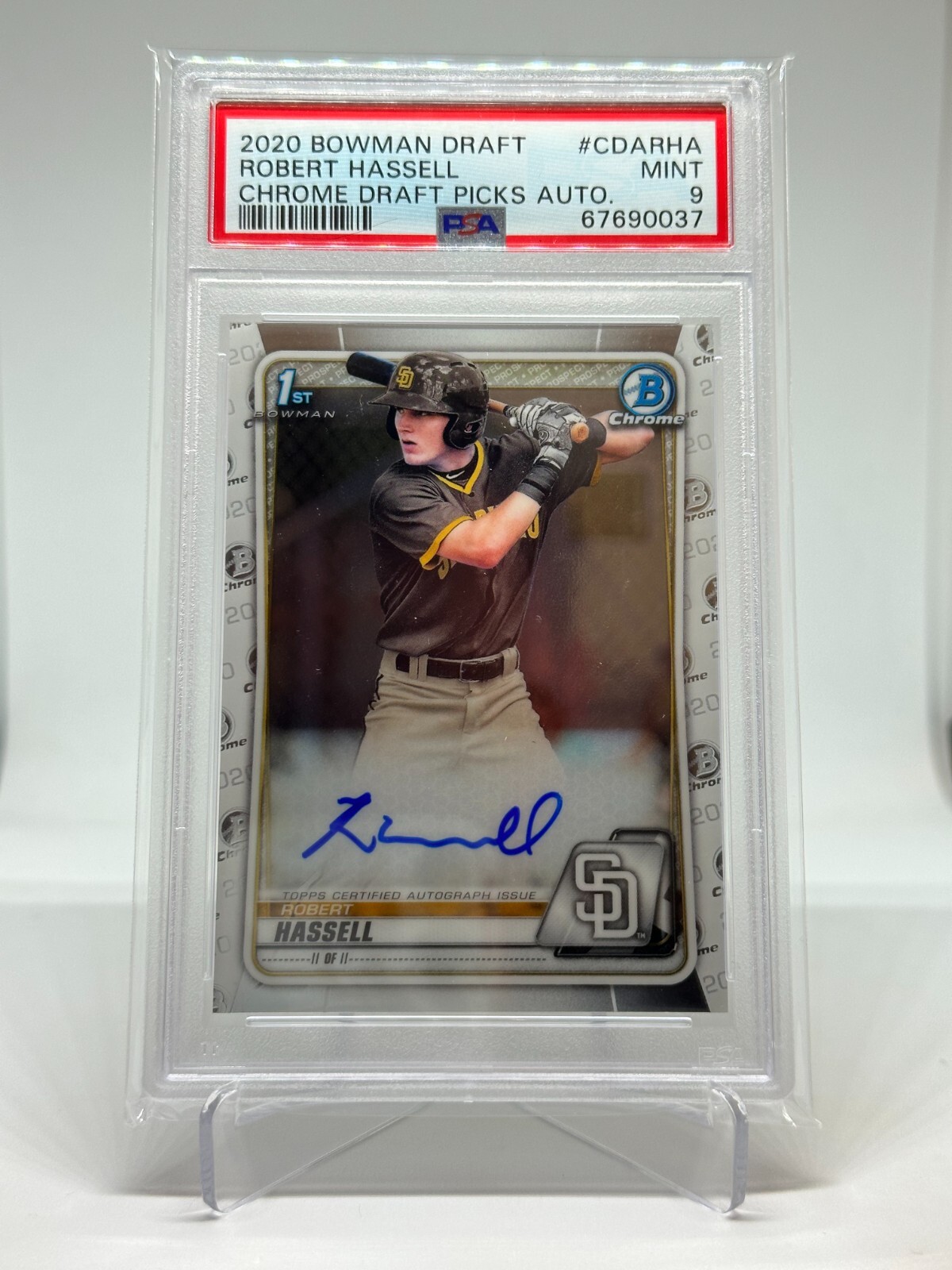 2020 Bowman Draft Chrome Robert Hassell On Card 1st Base Autograph PSA ...