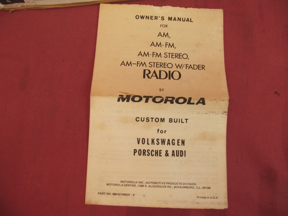 NOS Motorola AM/FM Stereo Radio VW Rabbit / Pickup 175 035 173C | eBay