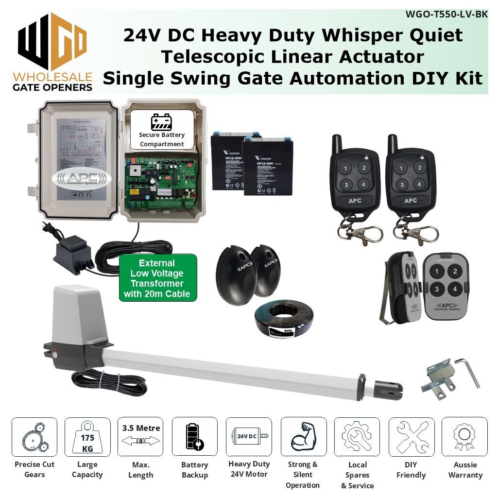 Automatic Electric Single Swing Gate Opener. APC Gate Automation Kit w ...