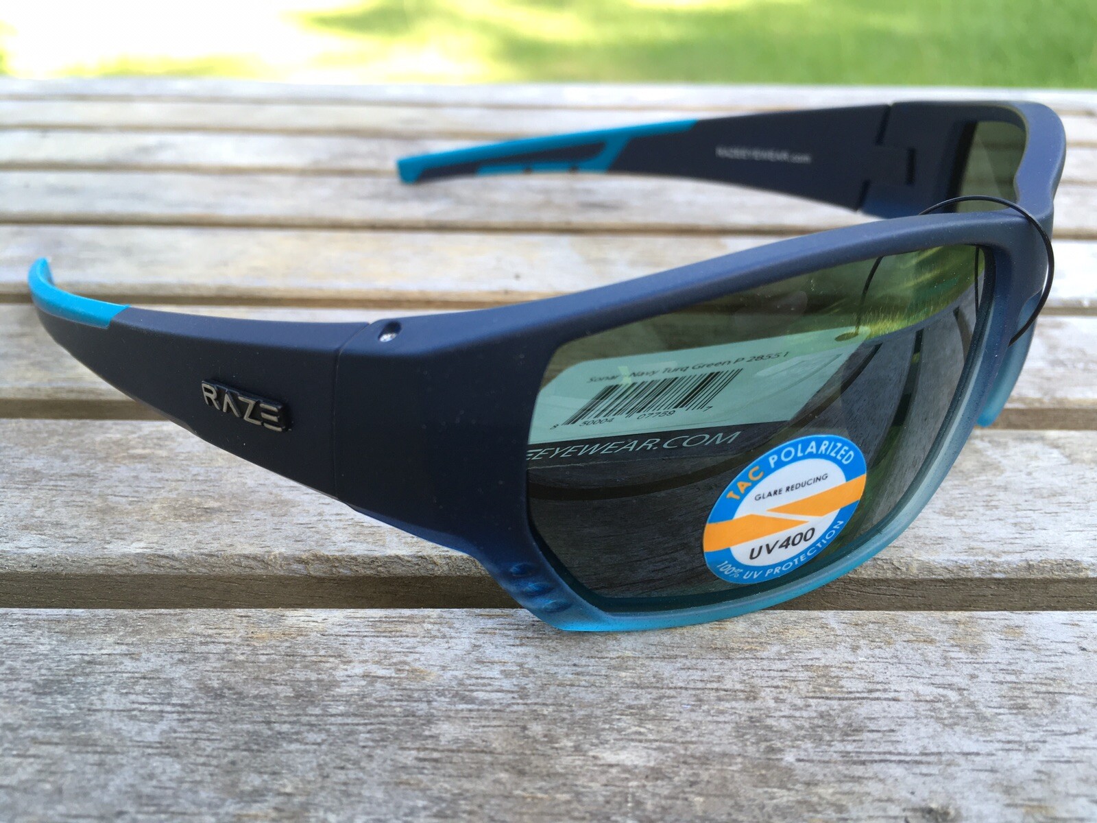 RAZE Eyewear Sunglasses Sonar polarized fishing Blue Frame Green Lens ...