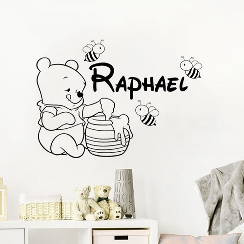 Personalized Kids Name Winnie the Pooh Wall Decal Cartoon Bear Wall ...