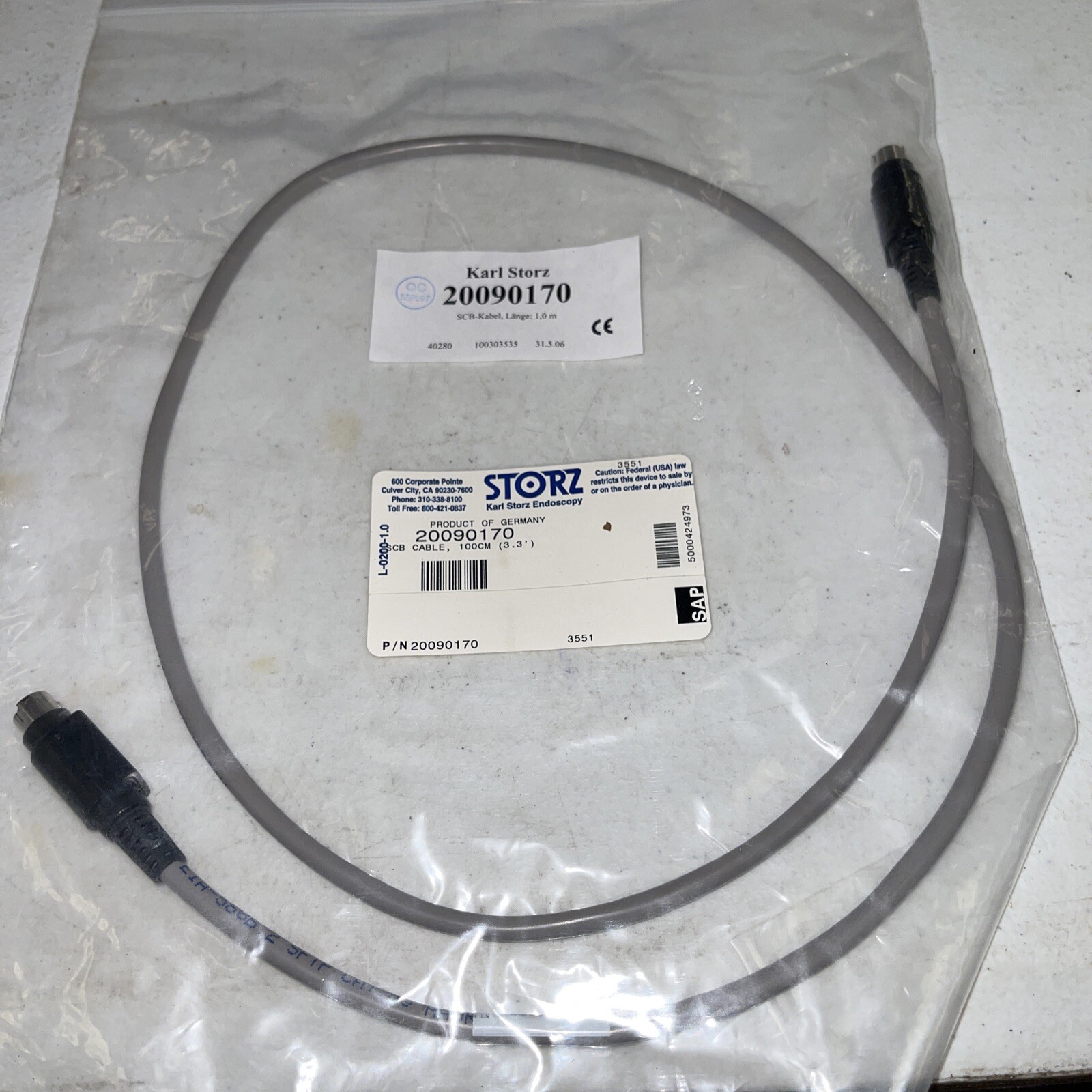 20090170 Karl Storz SCB Cable 100cm for Endoscopy Instrument for sale ...