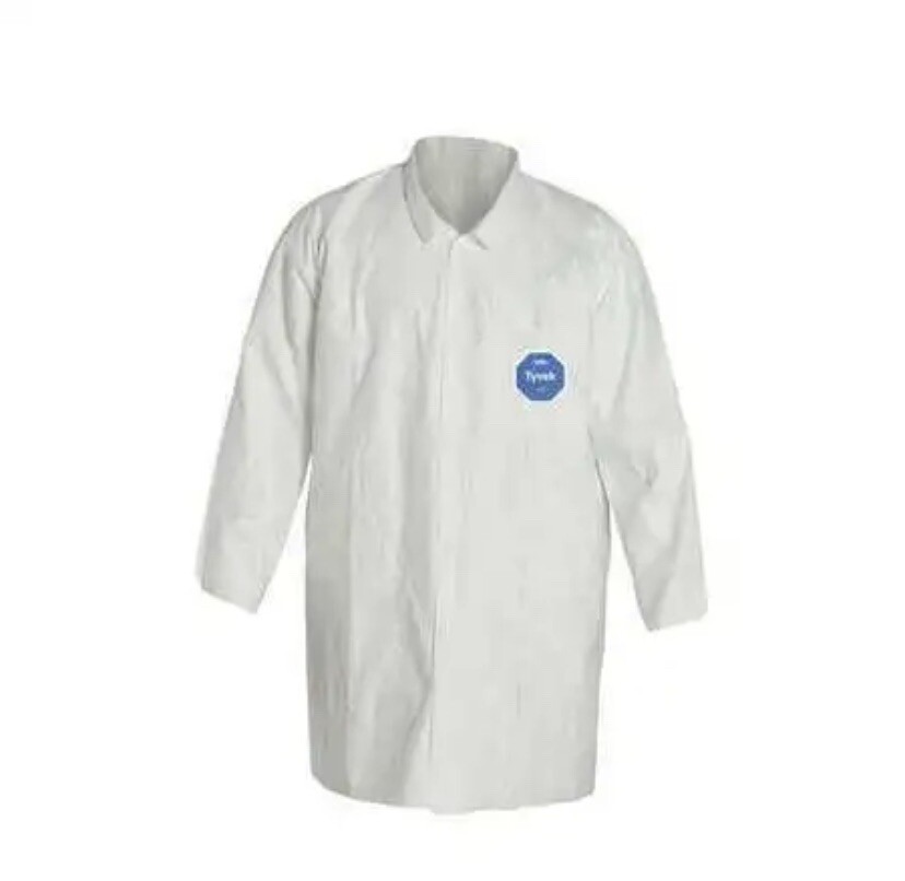 Dupont Tyvek XL White Lab Coat Case of 8 Disposable PPE ...