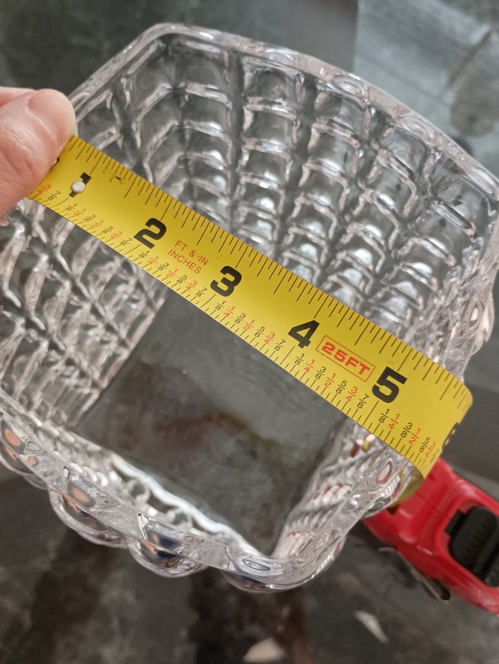 Clear Bubble Glass Square Art Vase, Crate & Barrel Gridlock UK 7.5" x 5 ...