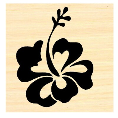 P36 Hibiscus flower rubber stamp 1x0.75" | eBay