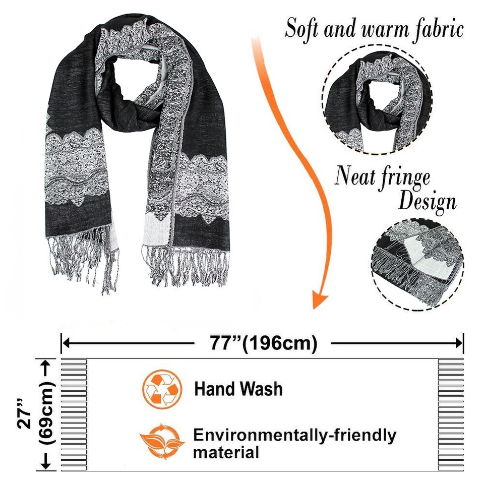 US-SELLER New Reversible Border Paisley Pash, Scarf Shawl Wrap Elegant ...