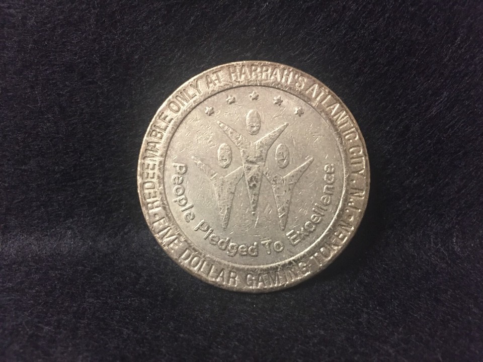 $5 Casino Slot Gaming Token Coin -- Harrah's Casino Hotel -- Atlantic ...
