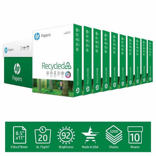 HP Printer Paper Recycled30 20lb, 30% Recycled Paper, 8.5x11, 92 Bright ...