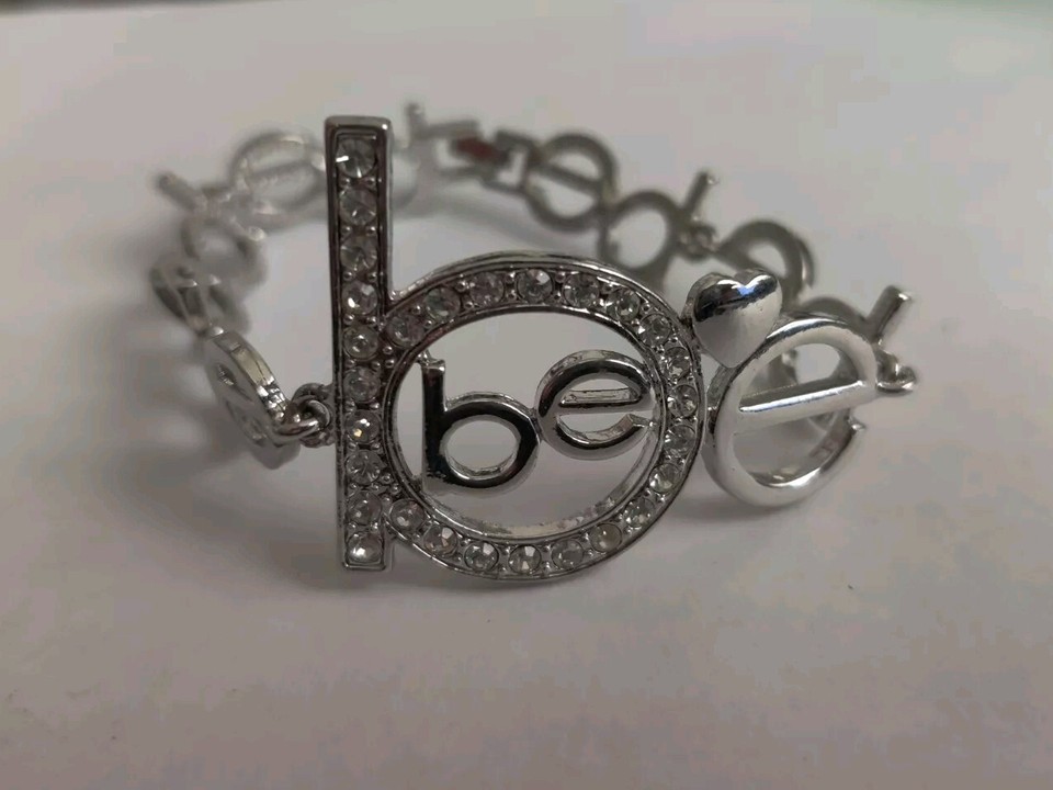 Bebe Silver Tone 8" Bracelet with Heart Bling | eBay