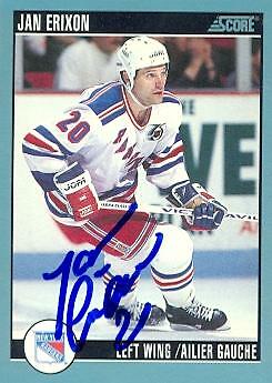 Jan Erixon autographed Hockey Card (New York Rangers) 1992 Score Silver ...