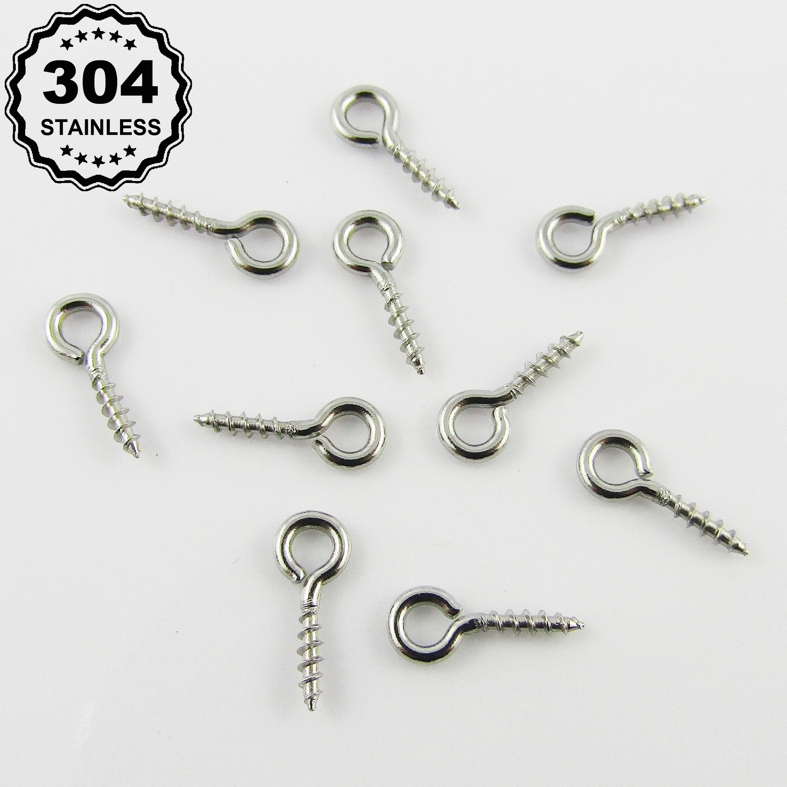 100pk Screw Eye Pin Peg Bails 304 Stainless Steel 12x5x1.2mm with 3 mm ...