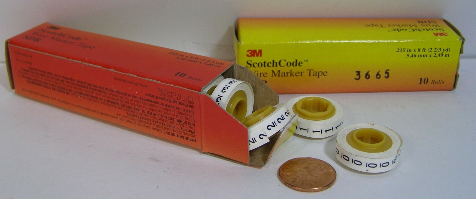 3M WIRE MARKER TAPE(SDR) SCOTCH CODE .215" X 8' 10 ROLLS X 2 20ct NEW ...