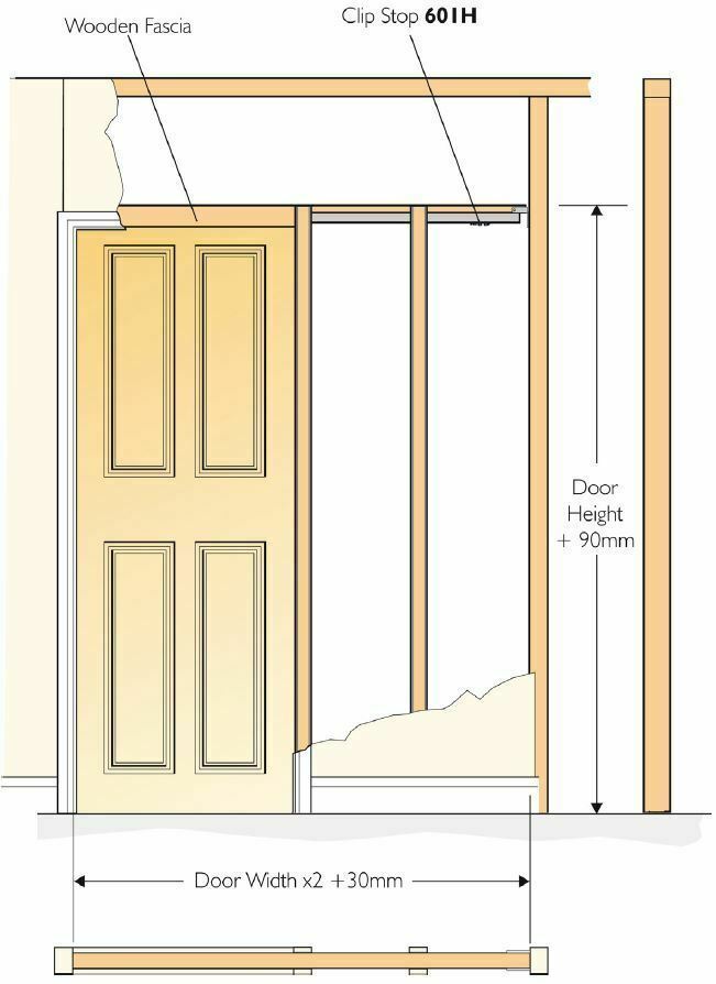 White Shaker pocket door system P10 panel primed door included and ...