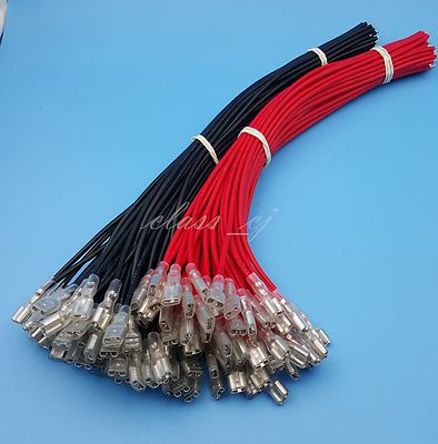 100Pcs 6.3mm Female Single End Spade Crimp Terminals 17AWG 30cm Wire ...