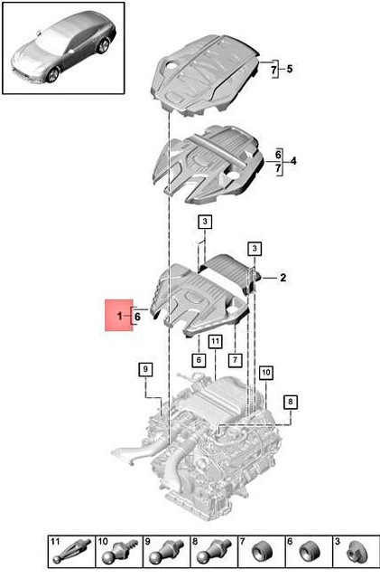 Genuine PORSCHE Panamera 971 97A 97B 97C Engine Cover Front 971119361B ...