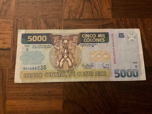 5,000 Costa Rica Colones banknote dated 27/3/96 | eBay
