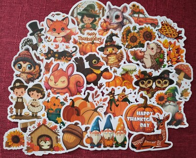 50pc. THANKSGIVING AUTUMN HARVEST WATERPROOF VINYL STICKERS/DECALS | eBay
